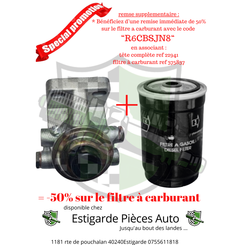 Tête complète pour filtre à gasoil Bosch à visser